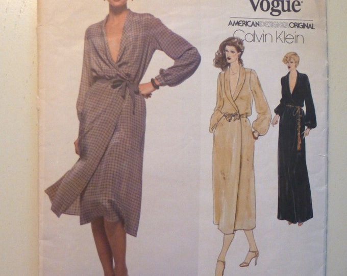 Vogue Sewing Pattern, Designer Calvin Klein, Vintage 1970's, Wrap Dress ...