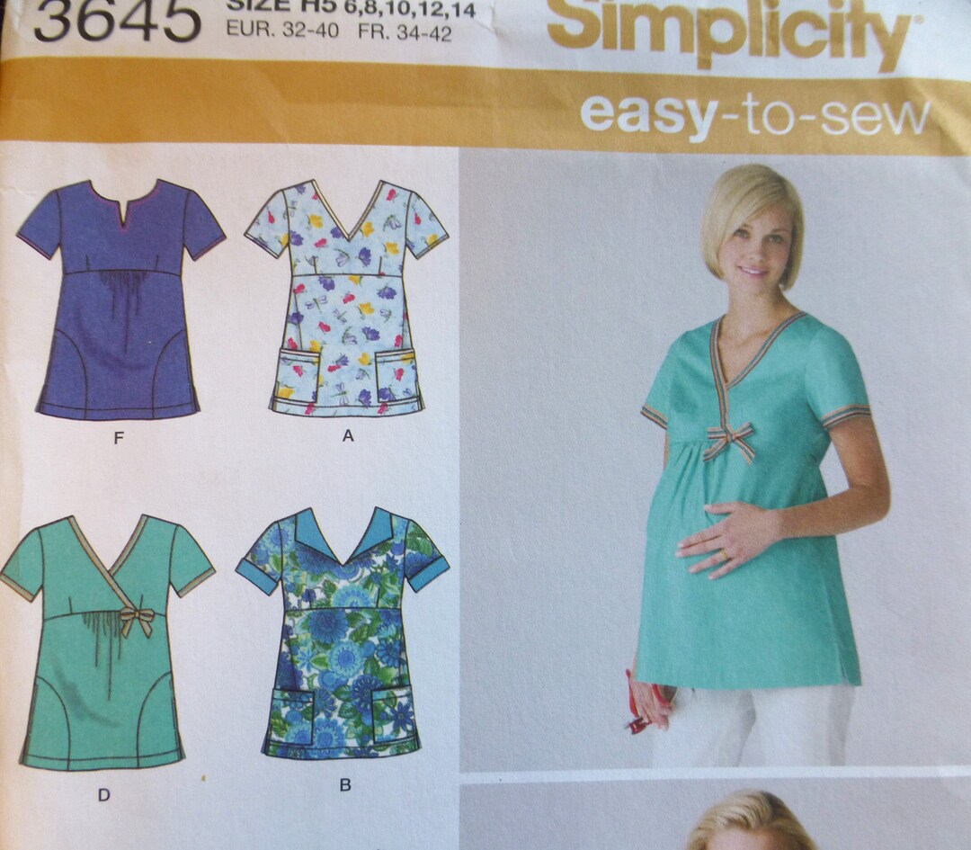 Simplicity Sewing Pattern 3645, Misses Scrub Tops or Maternity Tops, 6 ...