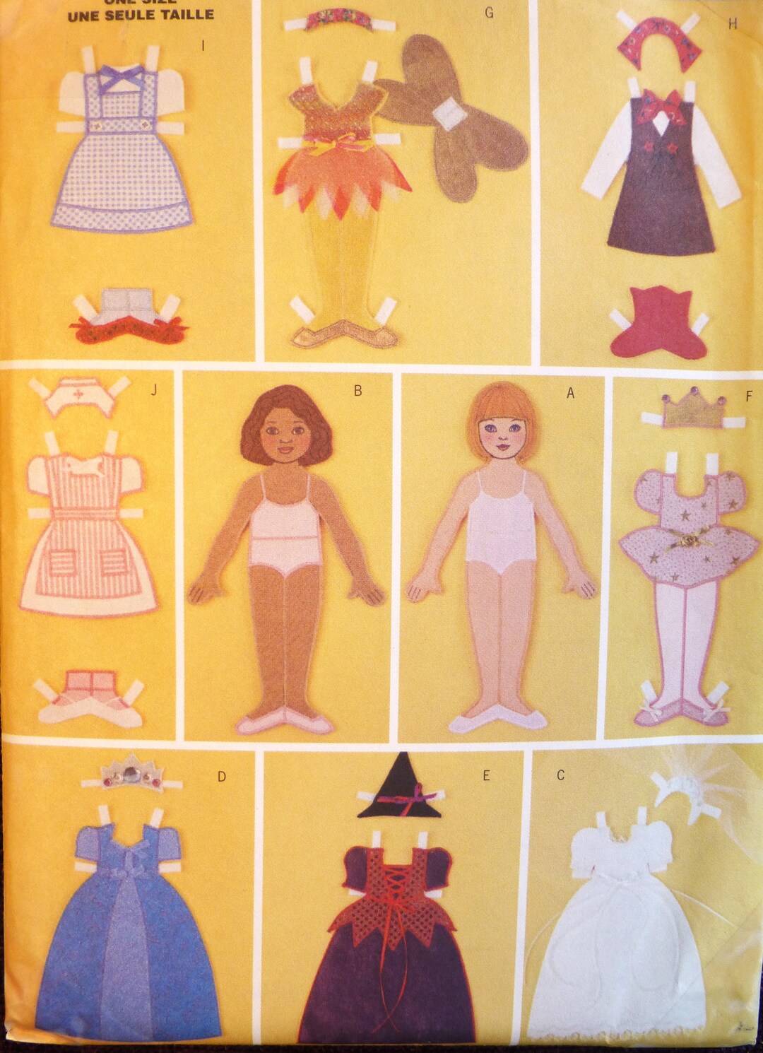 Vintage Fabric Paper Dolls Sewing Pattern: 12" Dolls, 8 Outfits, Uncut ...