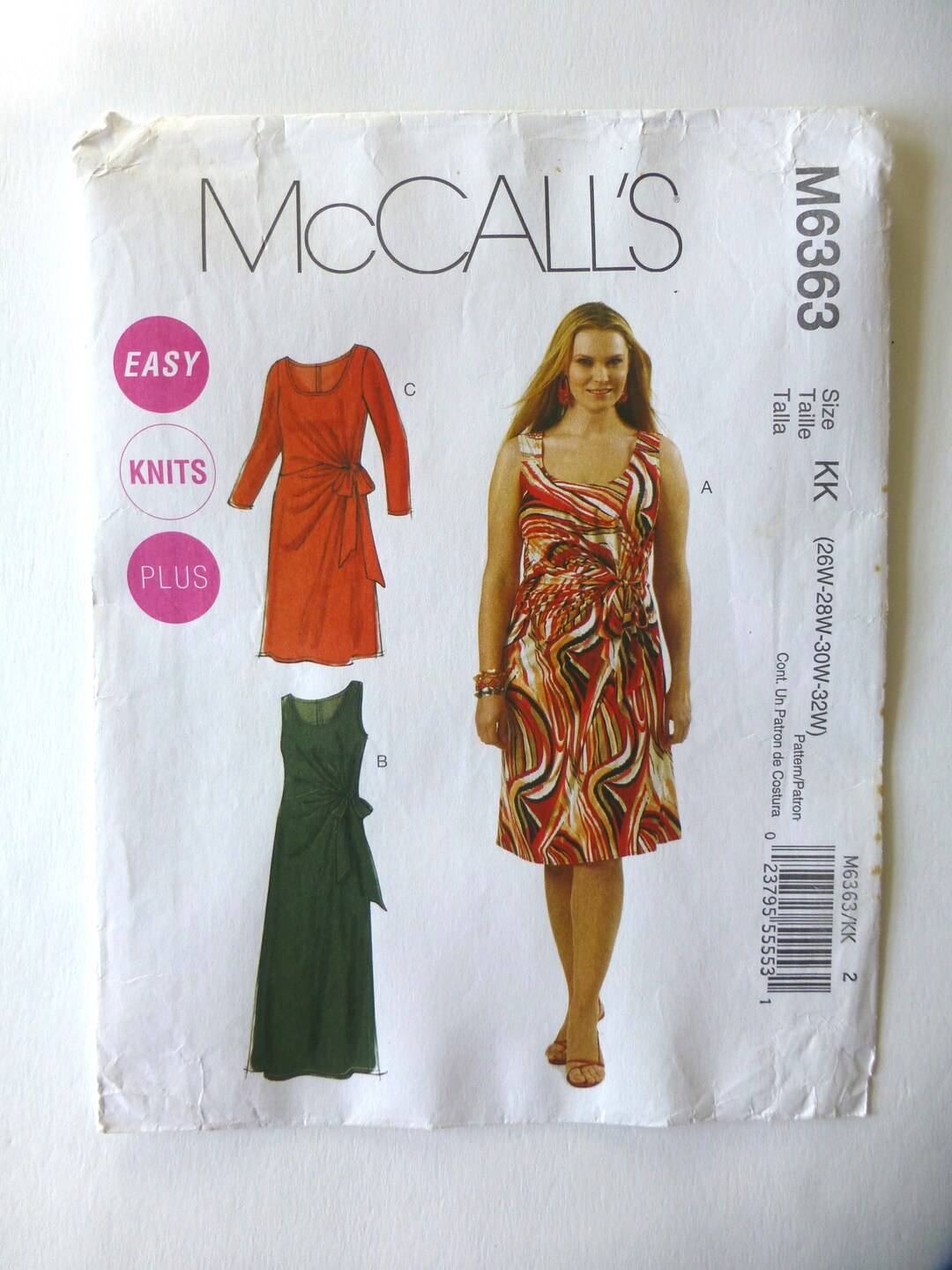 Dress Pattern Mccall's Sewing Pattern #M6363, Uncut, Easy, Woman's ...