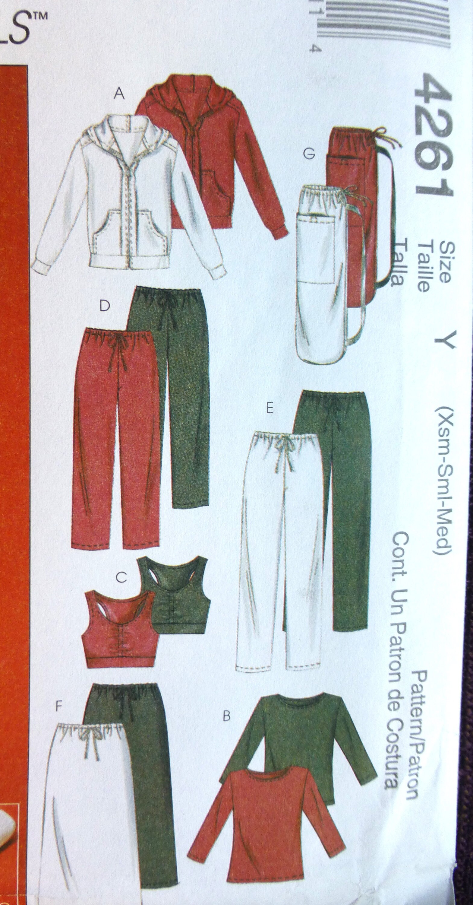 Mccall's Sewing Pattern 4261, Yoga-exercise-comfy Wear, Hoodie Jacket ...