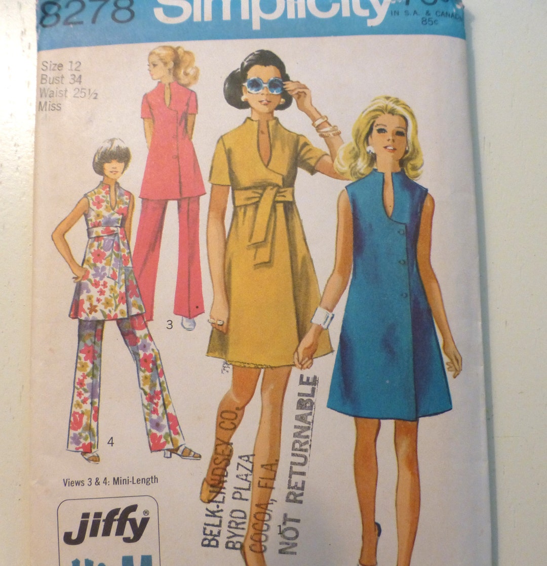 1969 Simplicity Jiffy Sewing Pattern #8278, Bust 34, Uncut - Etsy
