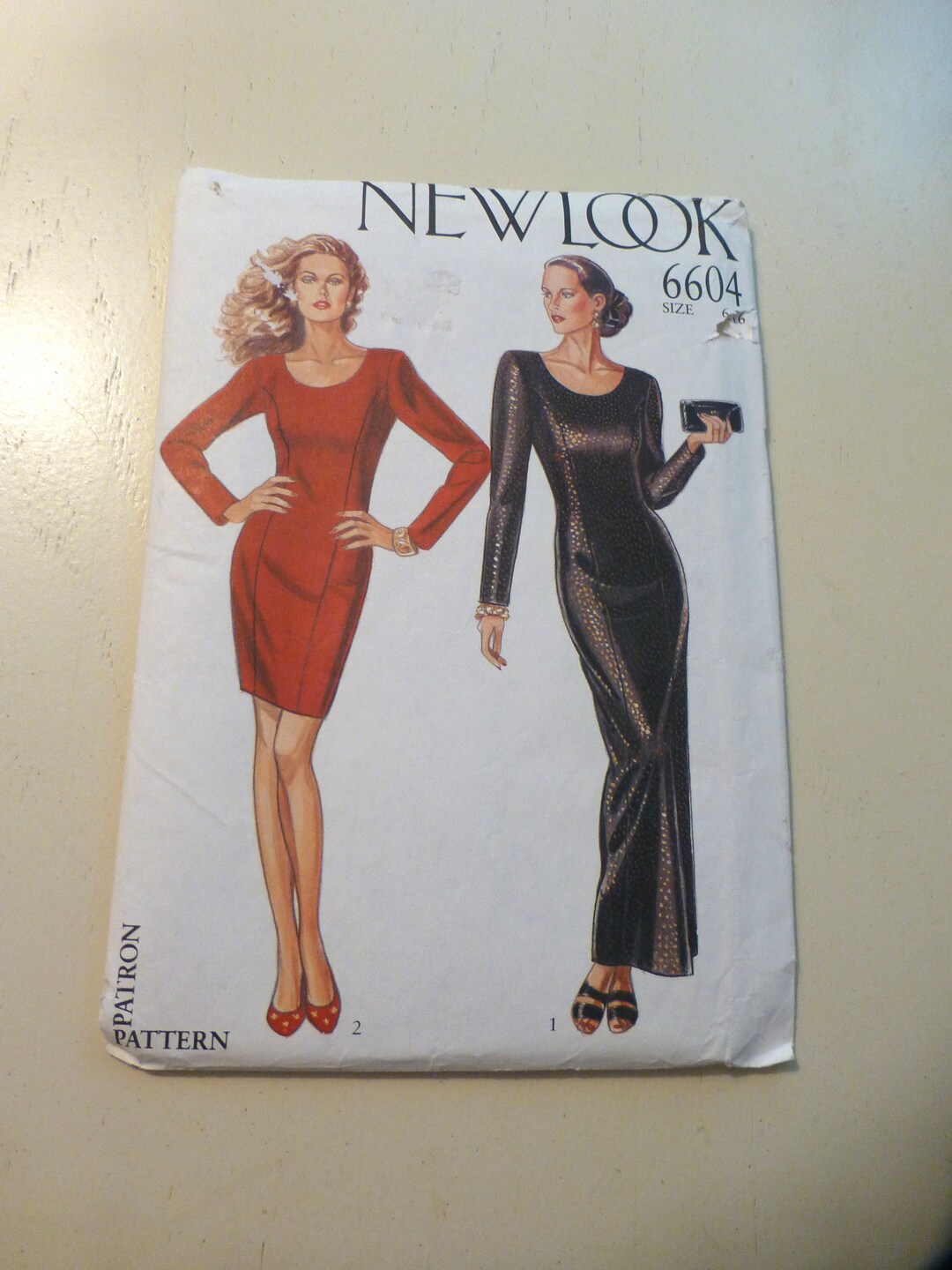 1980s Fitted Scoop Neck Dress Sewing Pattern: New Look 6604, Sizes 6-16 ...