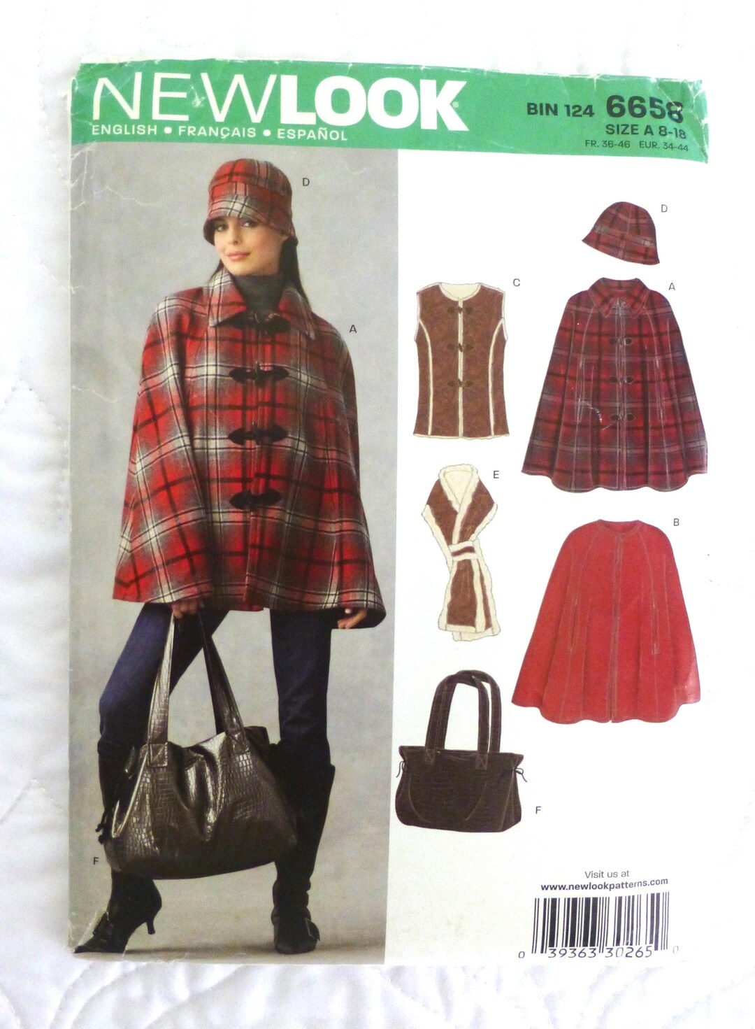 New Look Sewing Pattern 6658, Uncut, Missses Cape Pattern, Hat Pattern ...