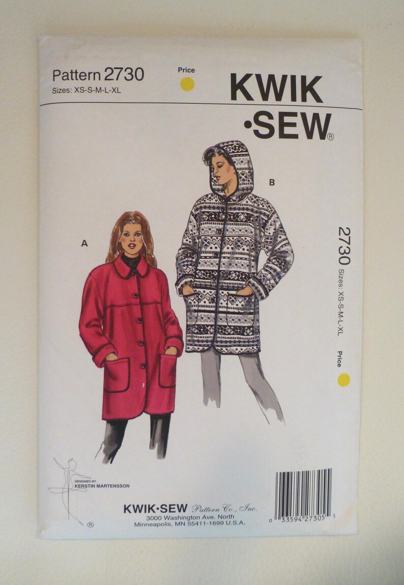 Kwik Sew 2730 Coat Sewing Pattern: Unlined Knit, XS-XL Uncut - Etsy