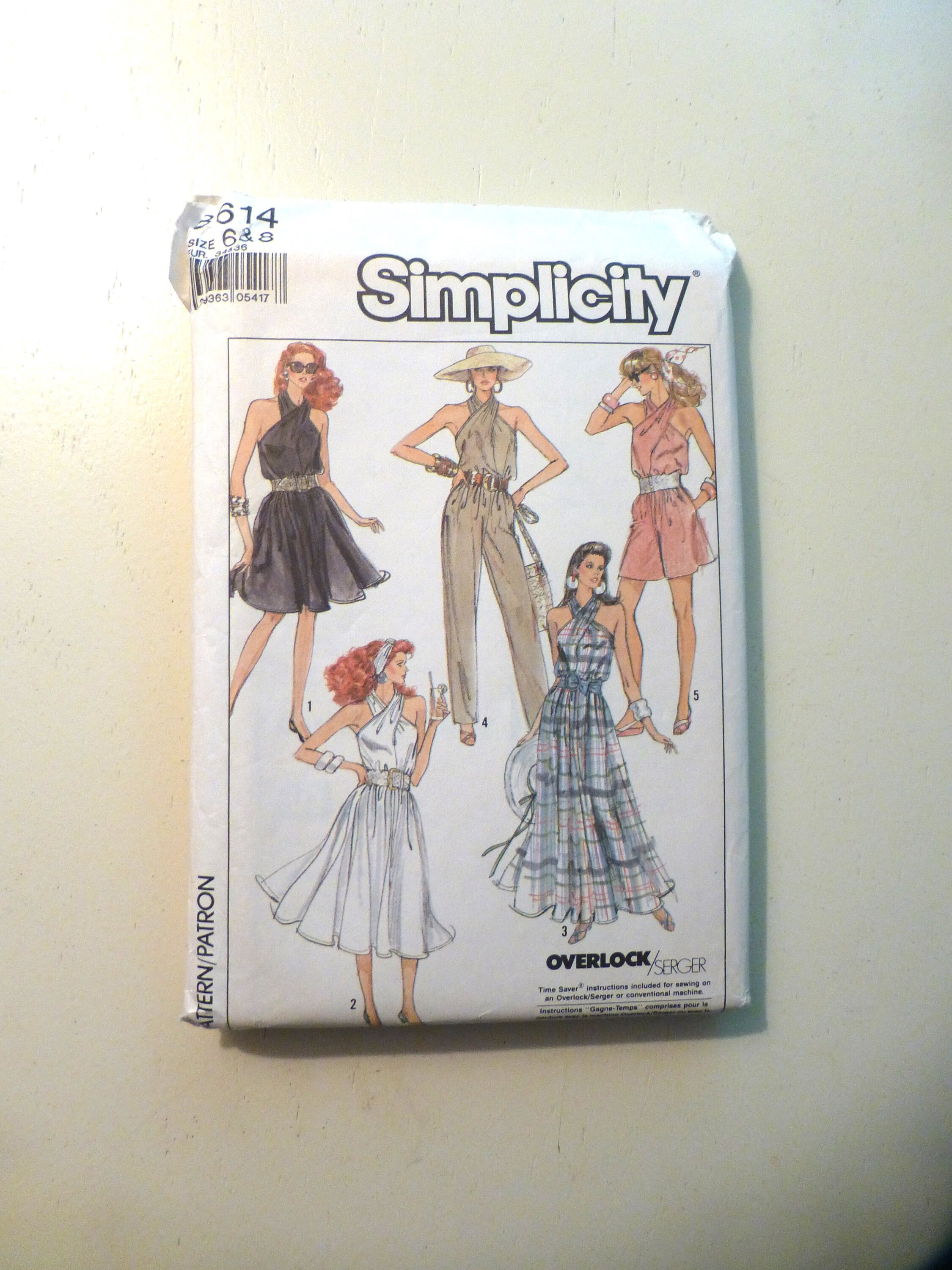 Simplicity Sewing Pattern 8614, Uncut FF, Vintage 1988, Criss-cross Halter Top Dress,jumpsuit ...