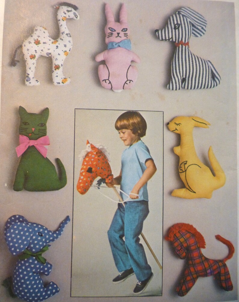 Simplicity Sewing Pattern 7744, Vintage 1976, 7 Different Stuffed Toys ...