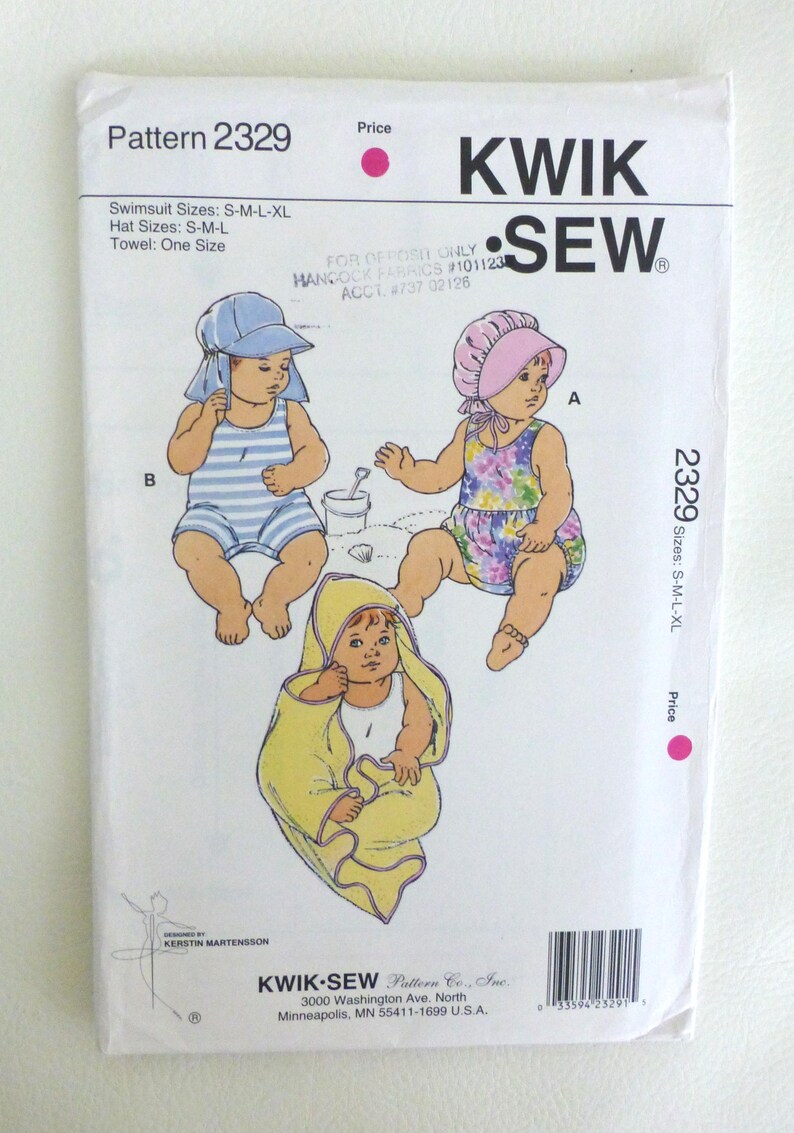 Vintage 1994 Kwik Sew 2329: Uncut Baby Swimsuit & Hat Sewing Pattern ...