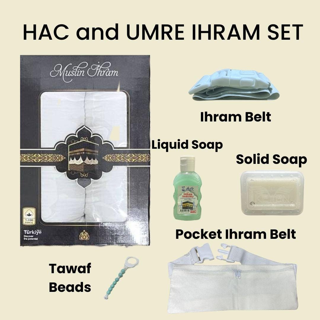 Ihram Towel Set With Box, Muslin Cotton Fabric Ihram Towel and 5 Piece ...