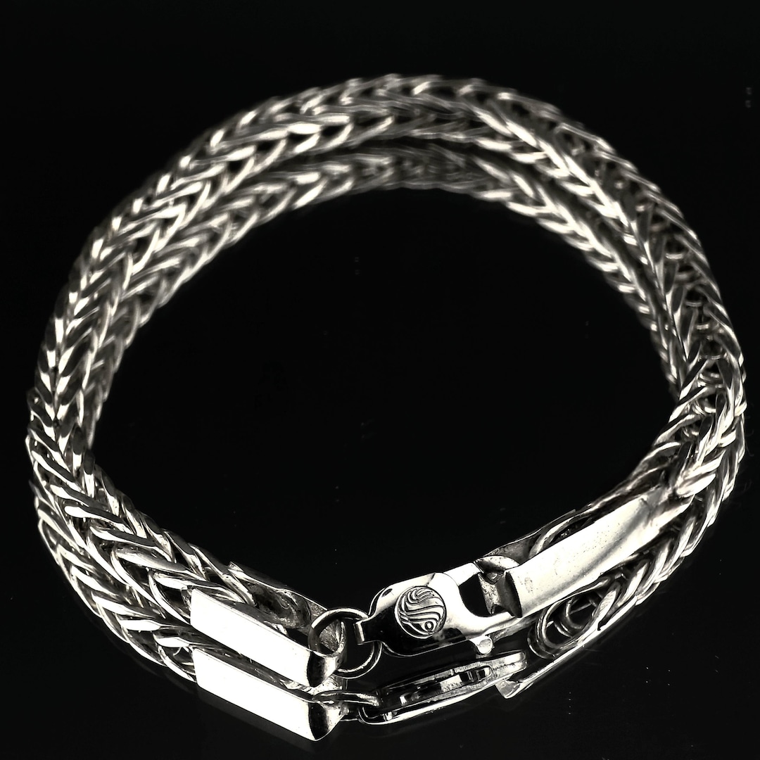 Foxtail Chain Link Bracelet | Handmade | Men's Size - 8.5" | Tarnish ...