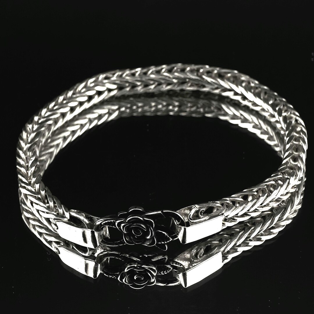Foxtail Chain Link Bracelet | Handmade | Women's or Small Men's | 7.25 ...