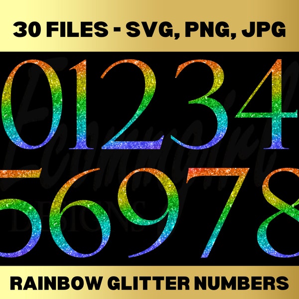 Glitter Rainbow Numbers Png - Etsy