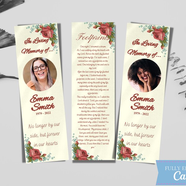 Memorial Card Roses - Etsy