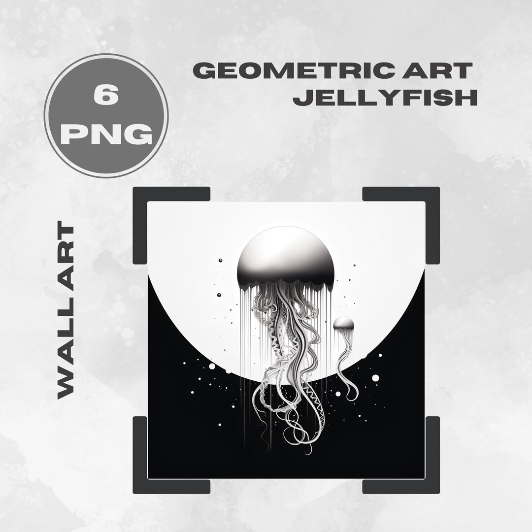 Jellyfish Line Art Geometric Art Clipart PNG Sea Collection Digital ...