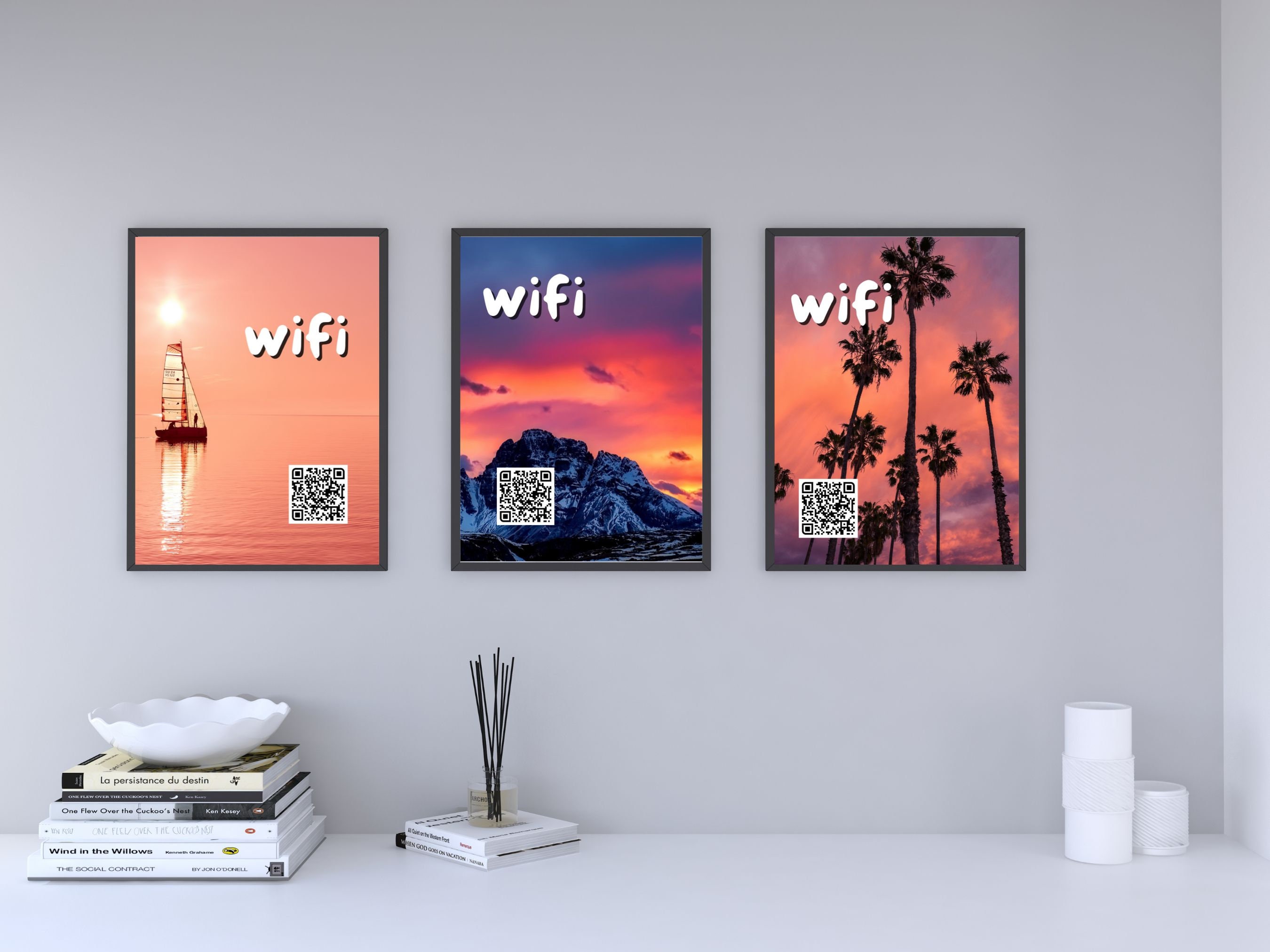Wifi Sign With Qr Code for Your Home, Office, Airbnb Network custom Qr ...