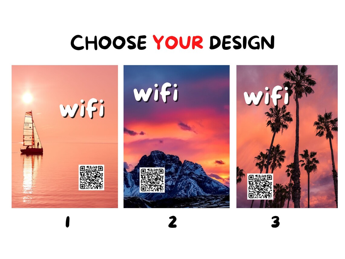 Wifi Sign With Qr Code for Your Home, Office, Airbnb Network custom Qr ...