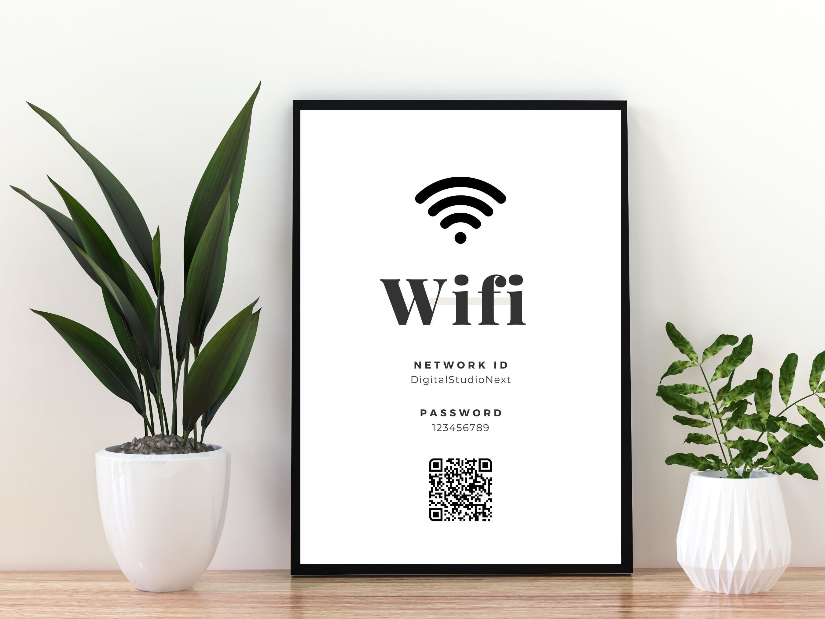 Modern Wifi Qr Code Sign for Your Home, Office, Airbnbwifi Printable ...