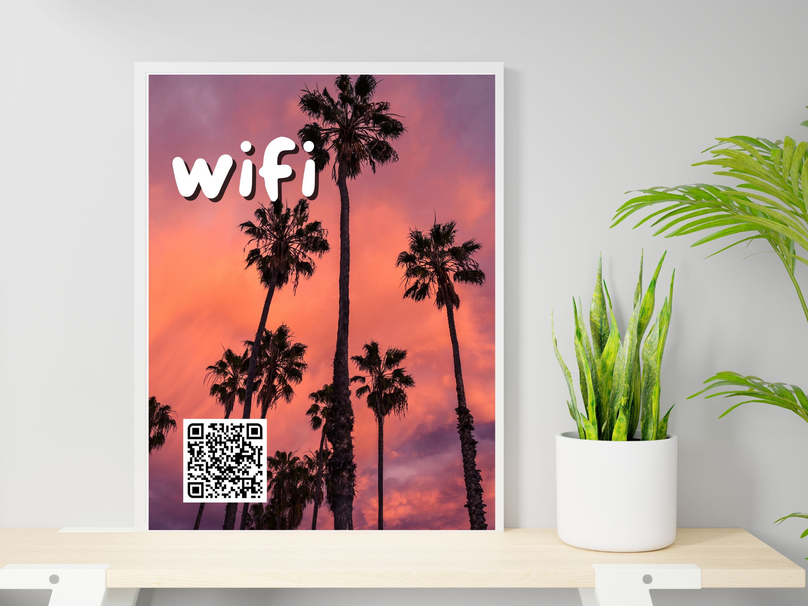 Wifi Sign With Qr Code for Your Home, Office, Airbnb Network custom Qr ...