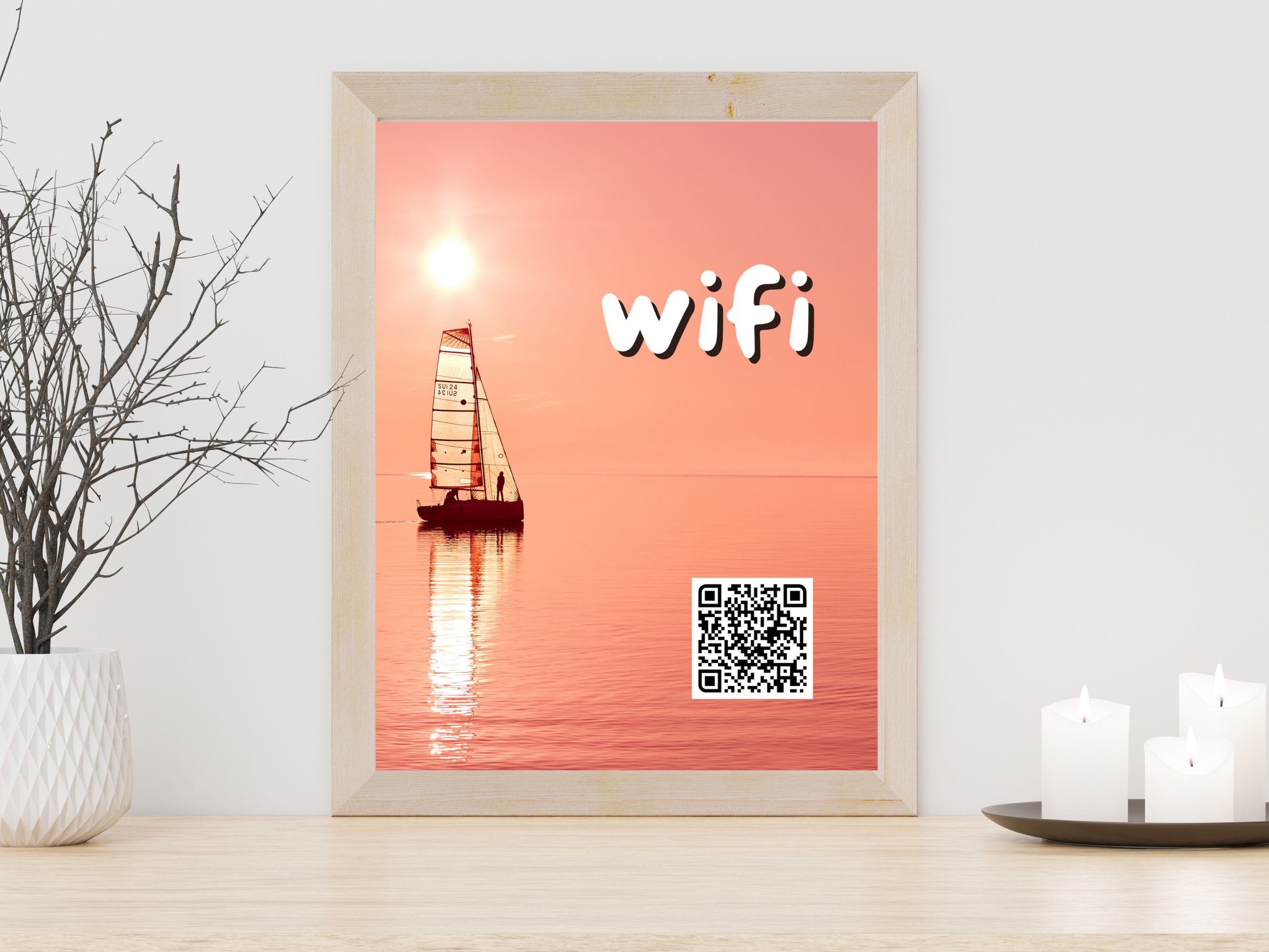 Wifi Sign With Qr Code for Your Home, Office, Airbnb Network custom Qr ...