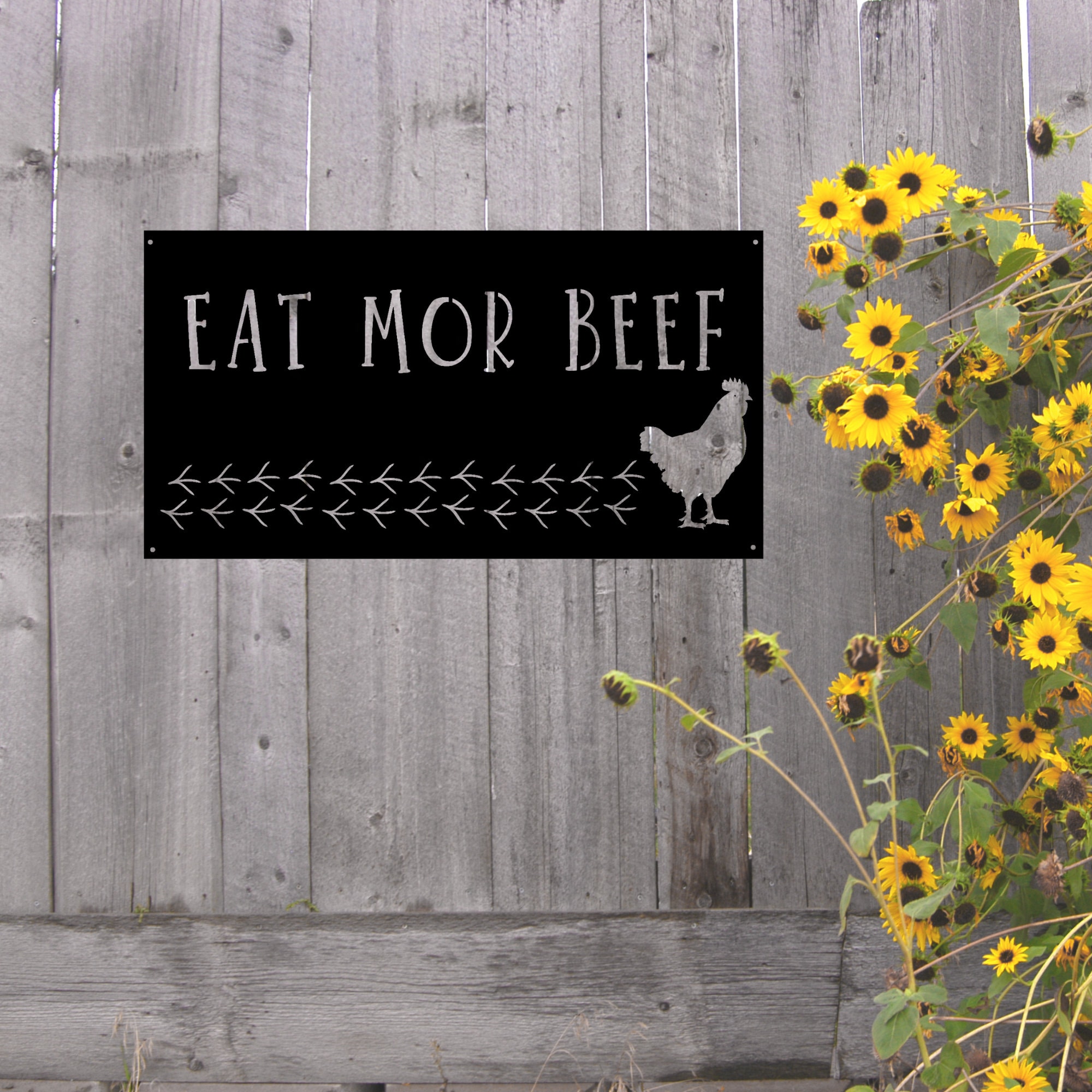Eat Mor Beef, Metal Sign, Chicken Sign, Chicken Coop Decor, Gift for ...