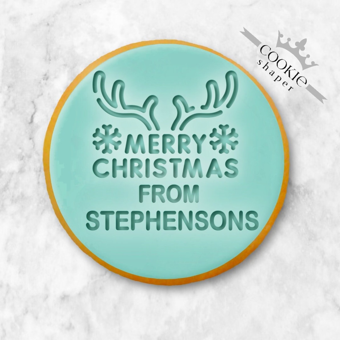 Custom Christmas Cookie Stamp Embosser | Merry Christmas Antlers With ...