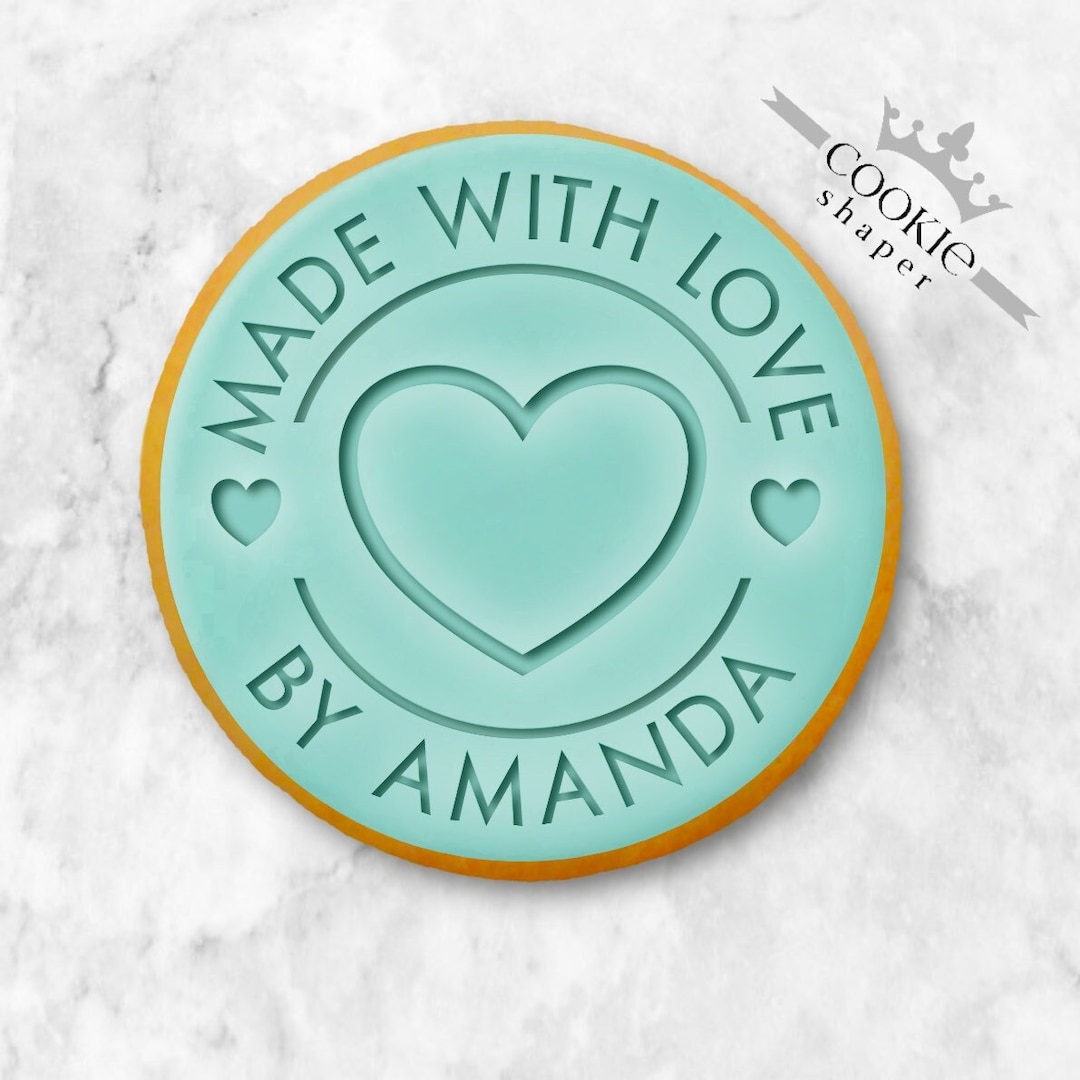 Custom Cookie Stamp Embosser | Made With Love Heart With Personalized ...