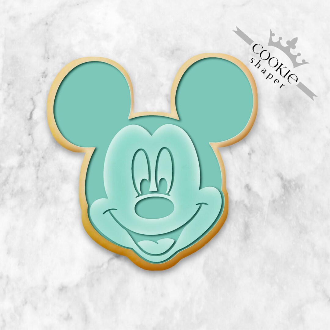 Mickey Mouse Cookie Cutter and Cookie Stamp, Embosser Biscuit Stamp ...