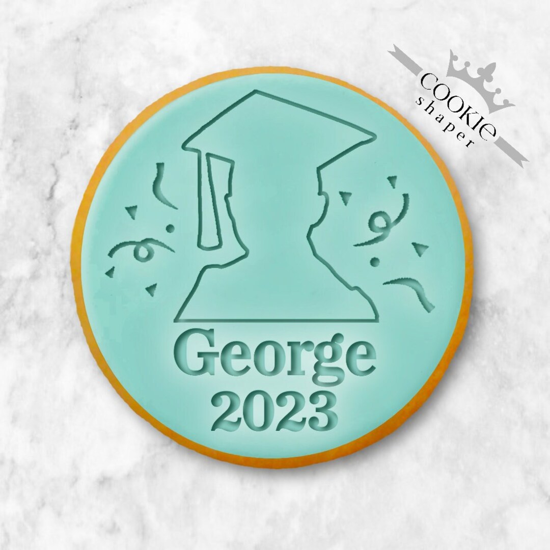 Graduation Silhouette, Cookie Stamp and Cutter Embosser Name and Date ...