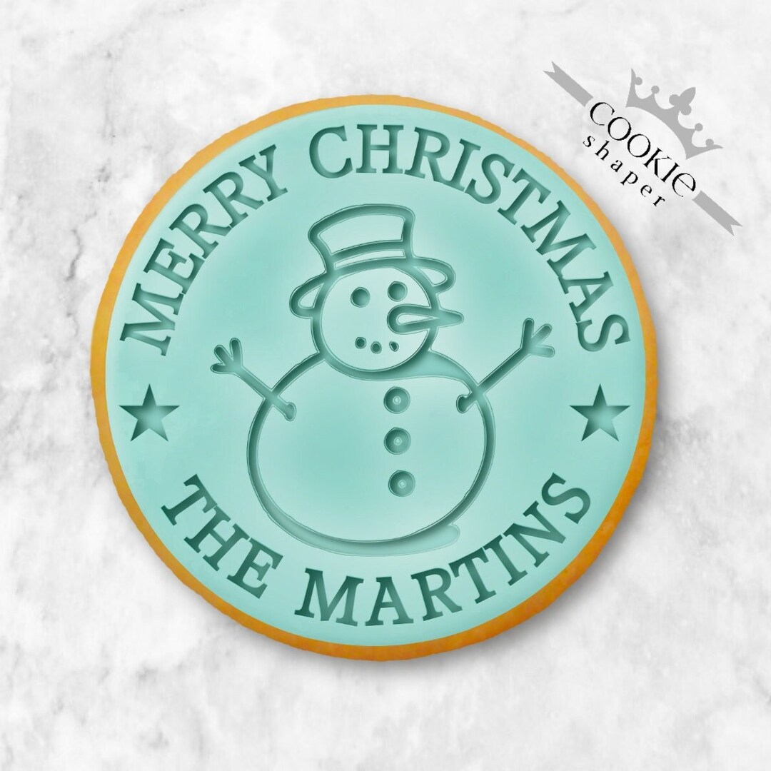 Custom Christmas Cookie Stamp Embosser | Merry Christmas Snowman With ...