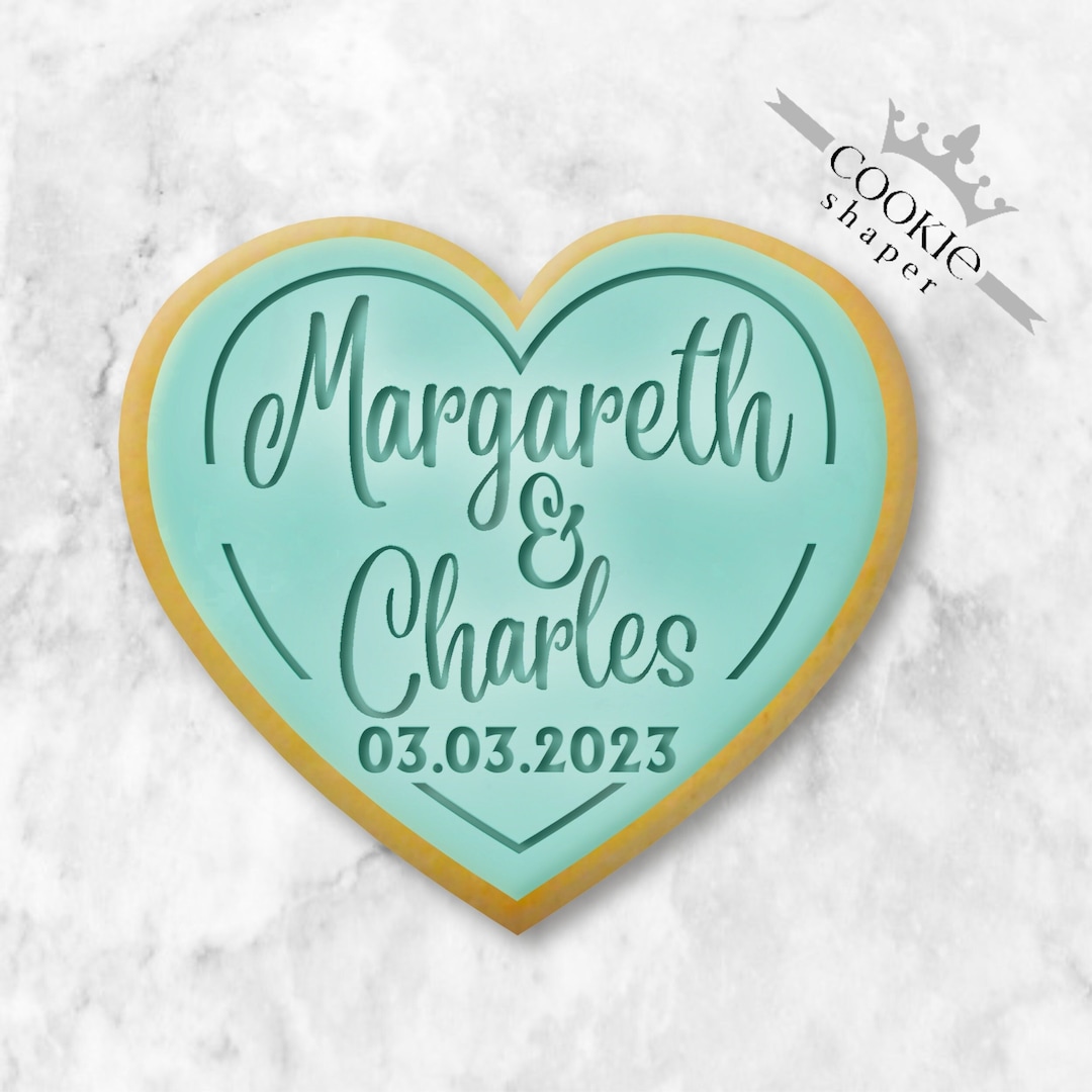 Personalized Heart Cookie Stamp & Cutter | Valentine's Embosser - Etsy