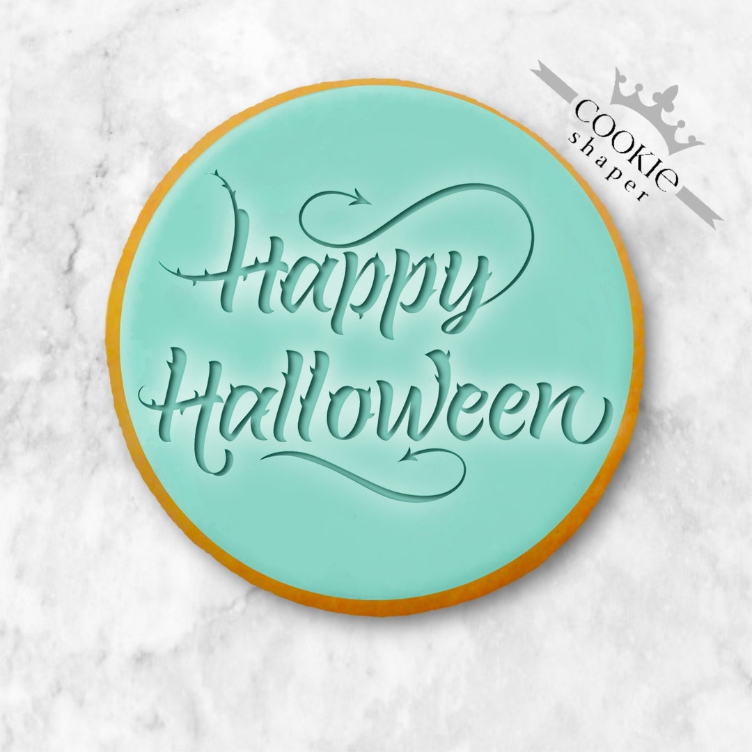 Happy Halloween Cookie Stamp and Cookie Cutter, Biscuit Embosser ...