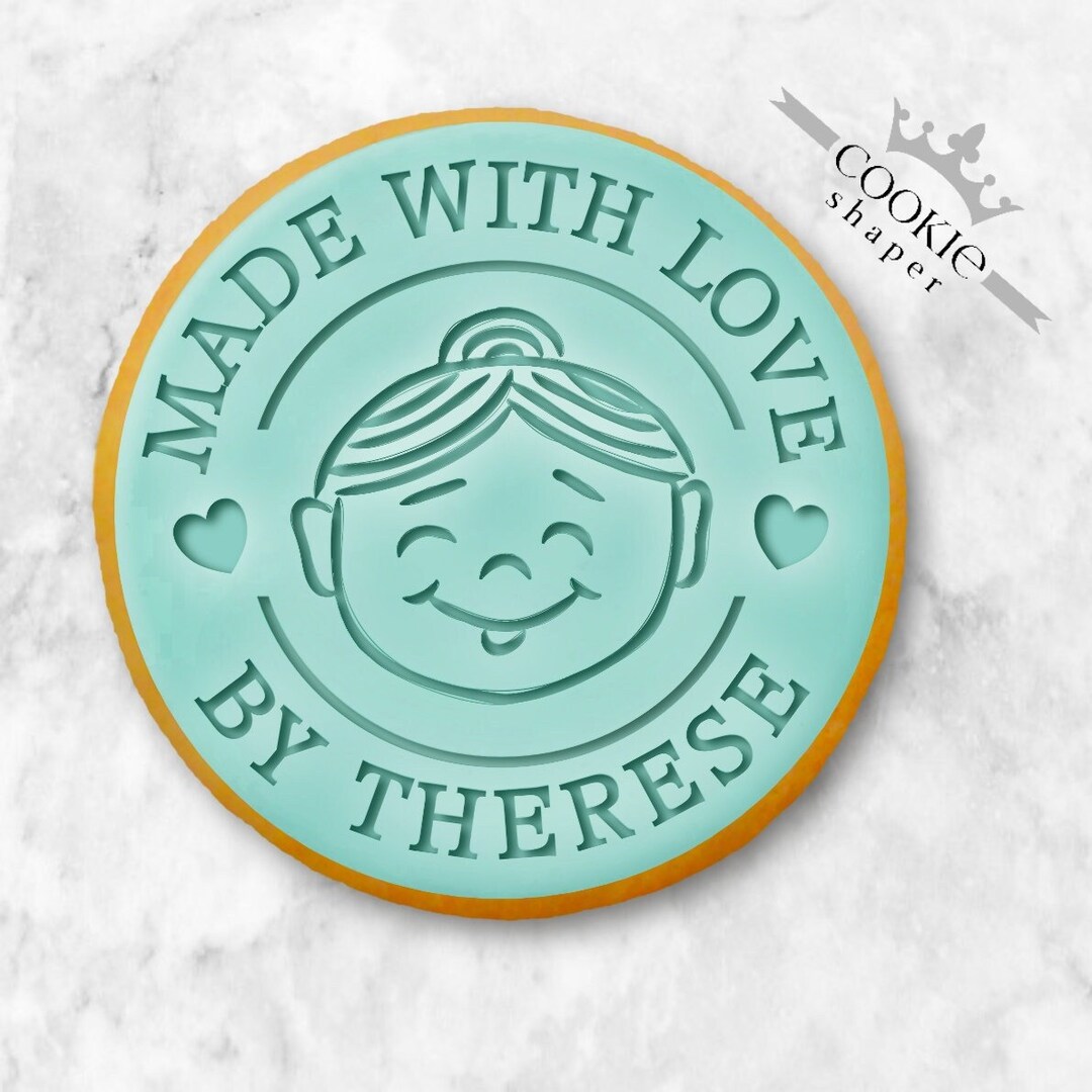 Custom Cookie Stamp Embosser | Made With Love Face With Personalized ...