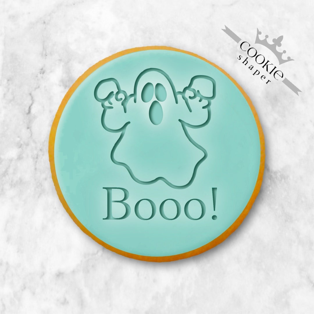 Ghost Halloween Cookie Stamp and Cookie Cutter | Biscuit Embosser - Etsy
