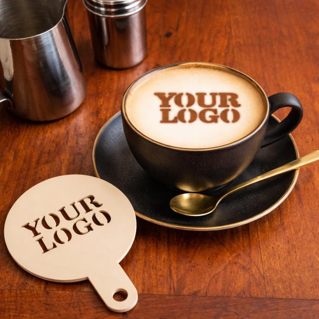 Custom Logo Coffee Stencil | Business & Café Branding | Personalized ...