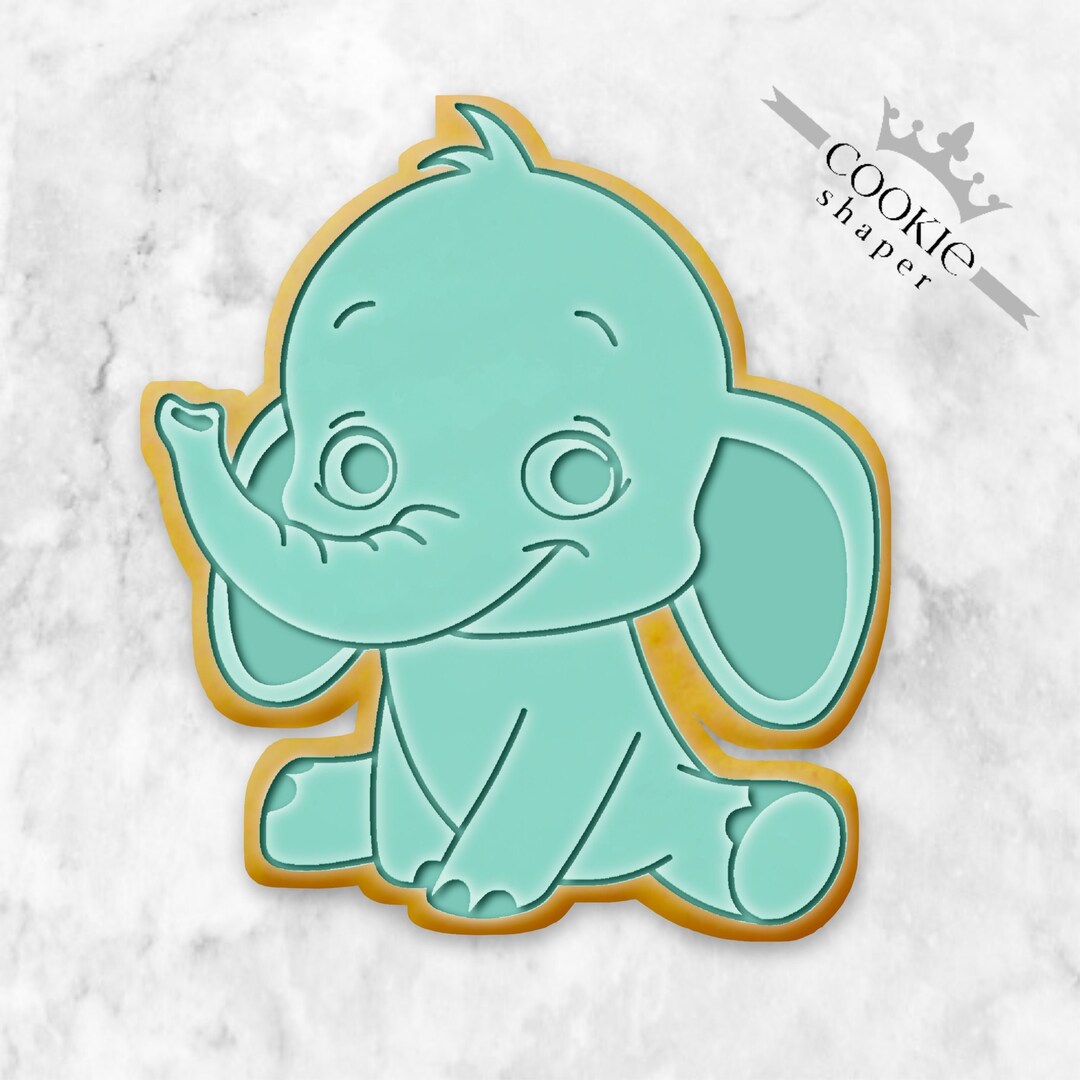 Baby Elephant Cookie Cutter and Cookie Stamp, Embosser Biscuit Stamp - Etsy