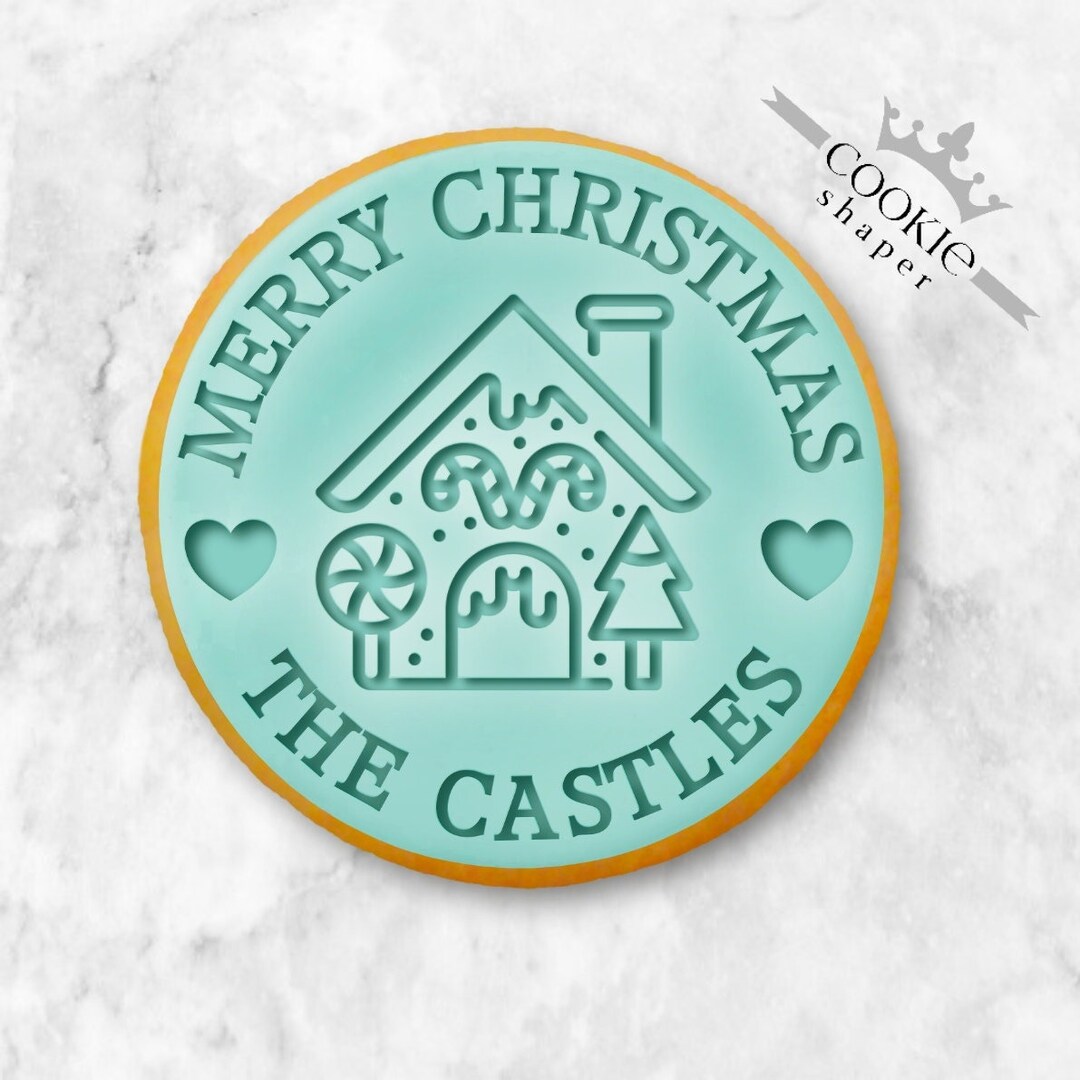 Custom Christmas Cookie Stamp Embosser | Merry Christmas House With ...
