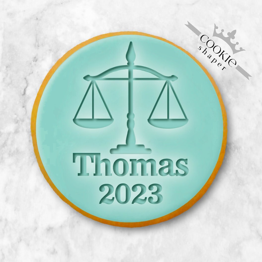 Graduation, Balance, Justice Cookie Stamp Embosser With Name and Date ...