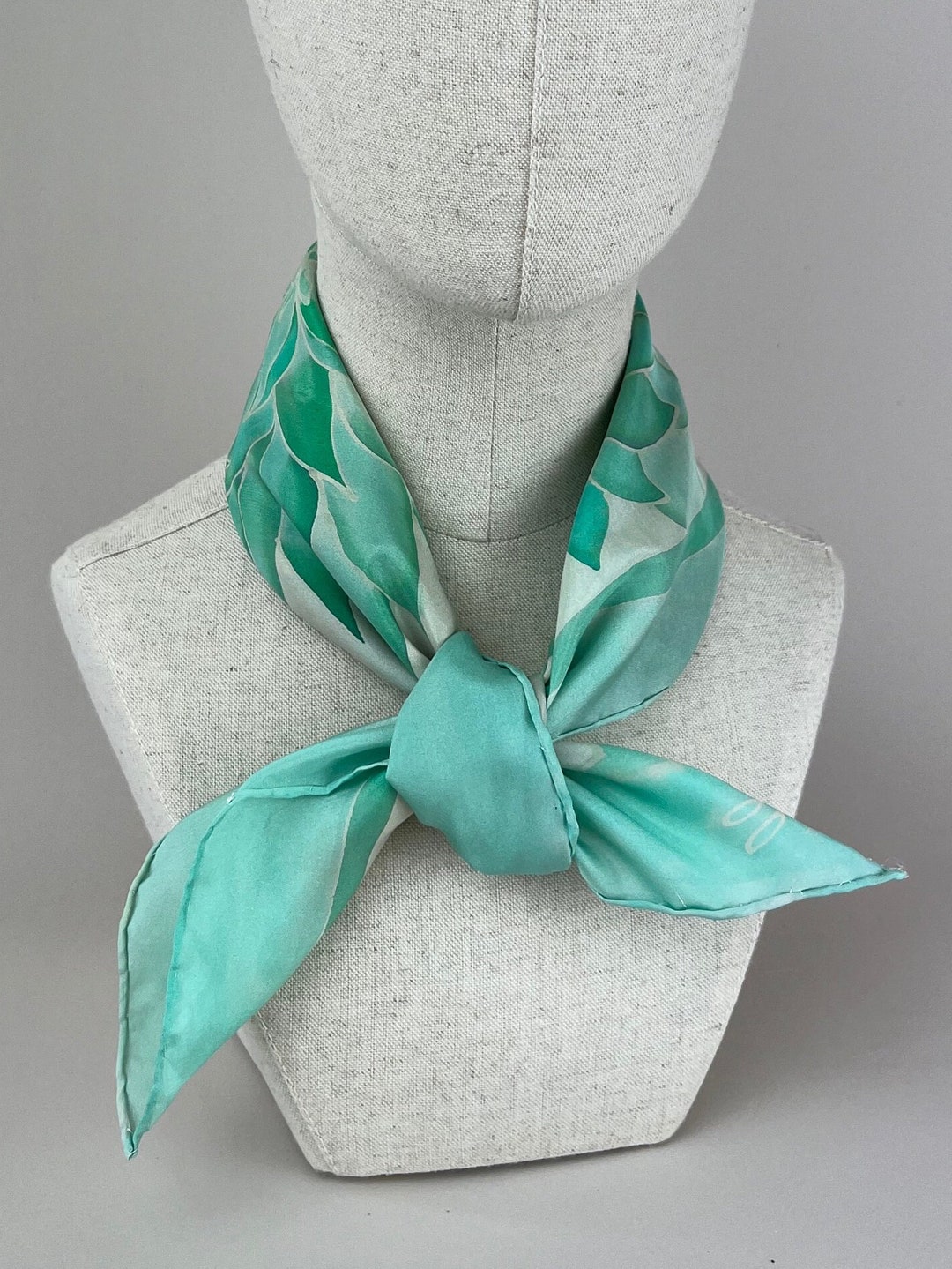 Nesrin Duck Egg Blue - Small Square Silk Scarf Handmade Hand Painted in ...