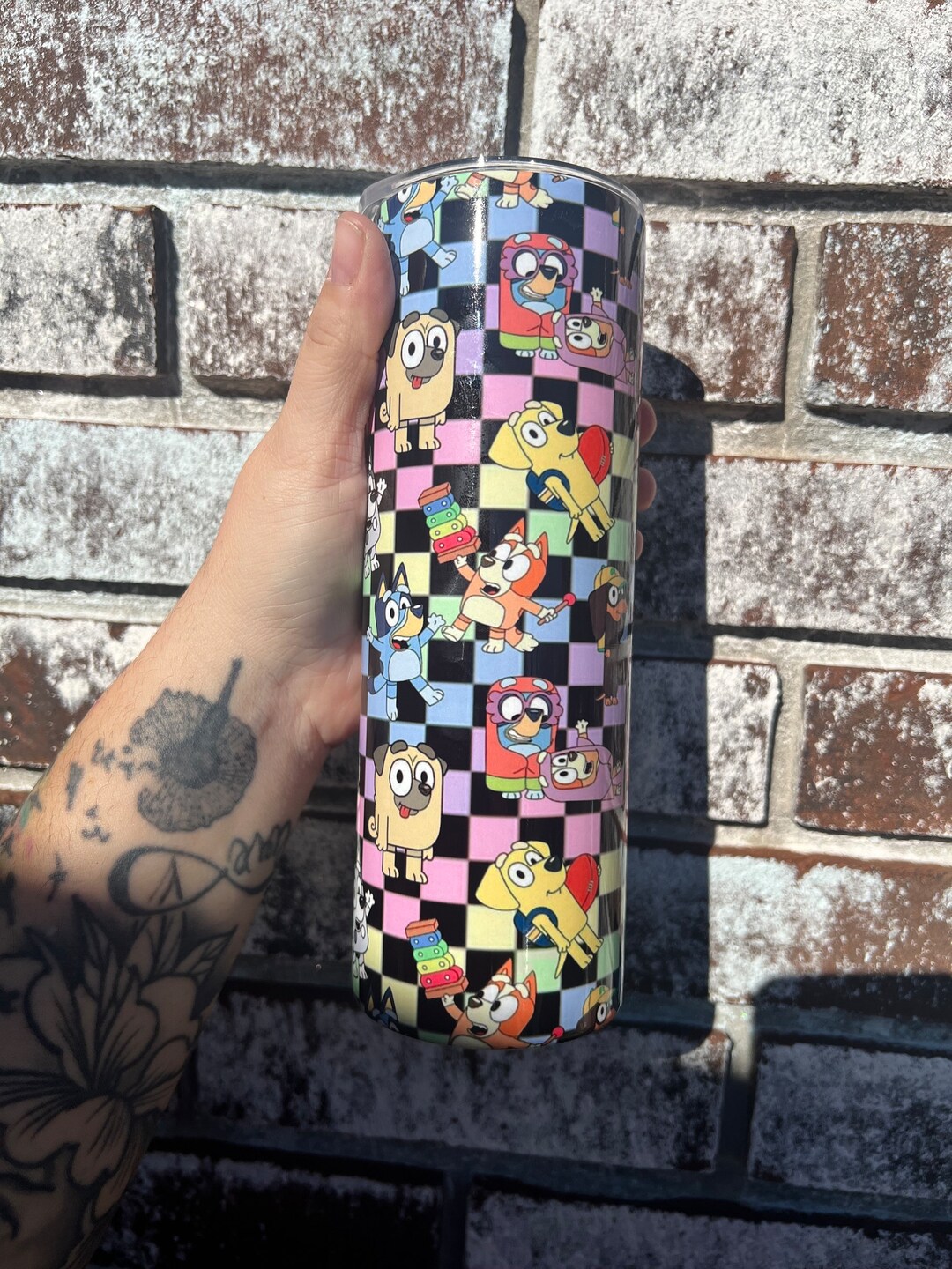 20oz Checker Bluey Tumbler - Etsy
