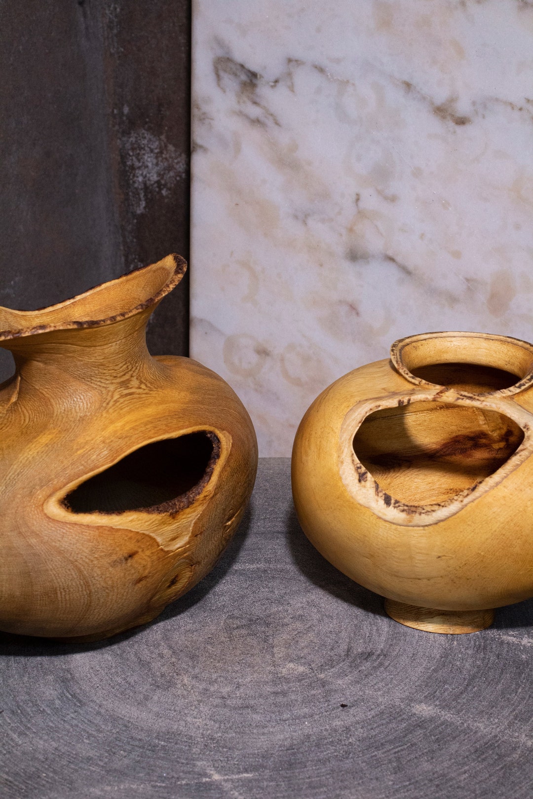 Fig Wood Vases Set Handcrafted Rustic Decor Unique Vase for Dried ...