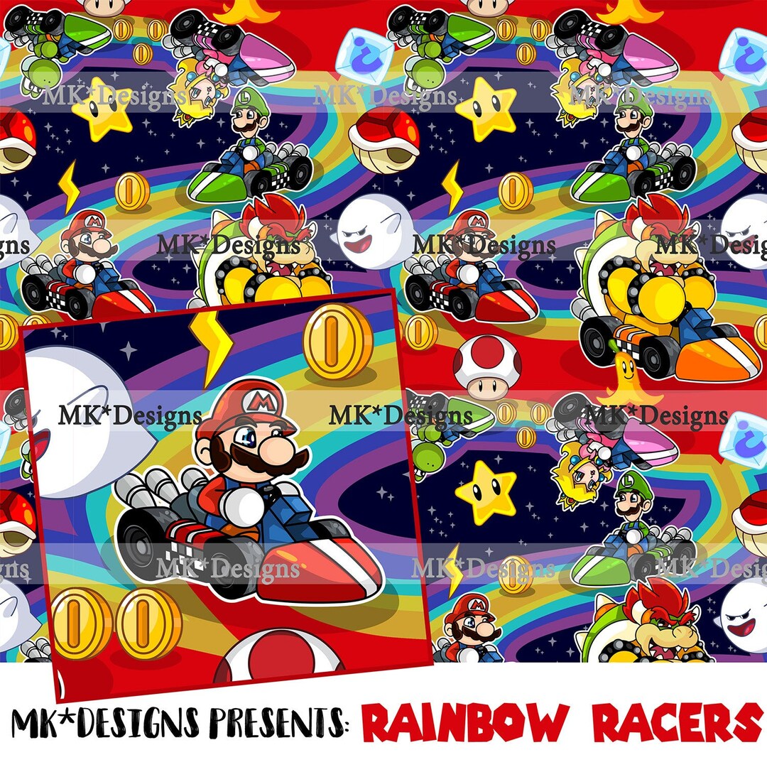 Rainbow Racers Seamless Digital Pattern - Etsy