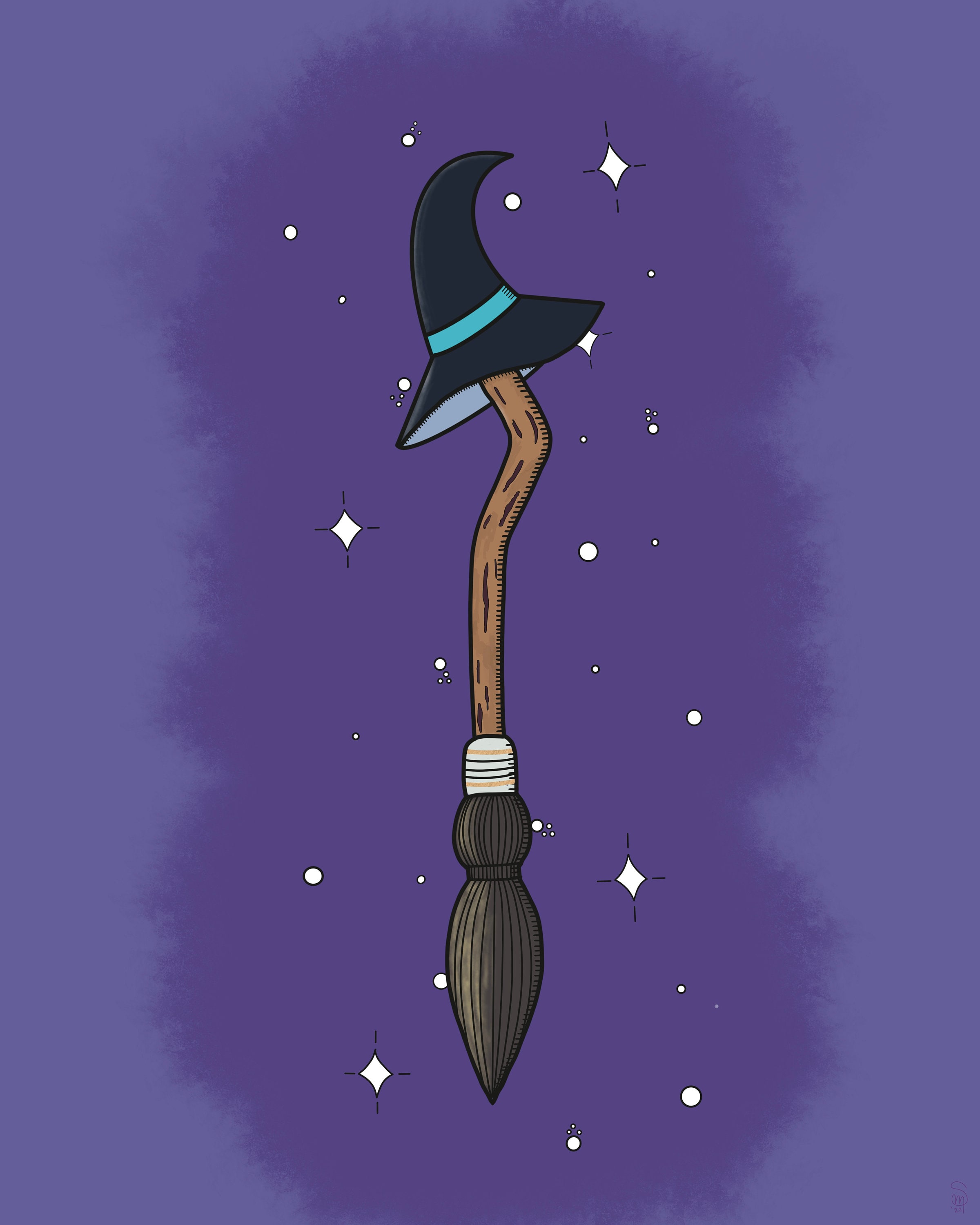 Witch Hat And Broom Drawing