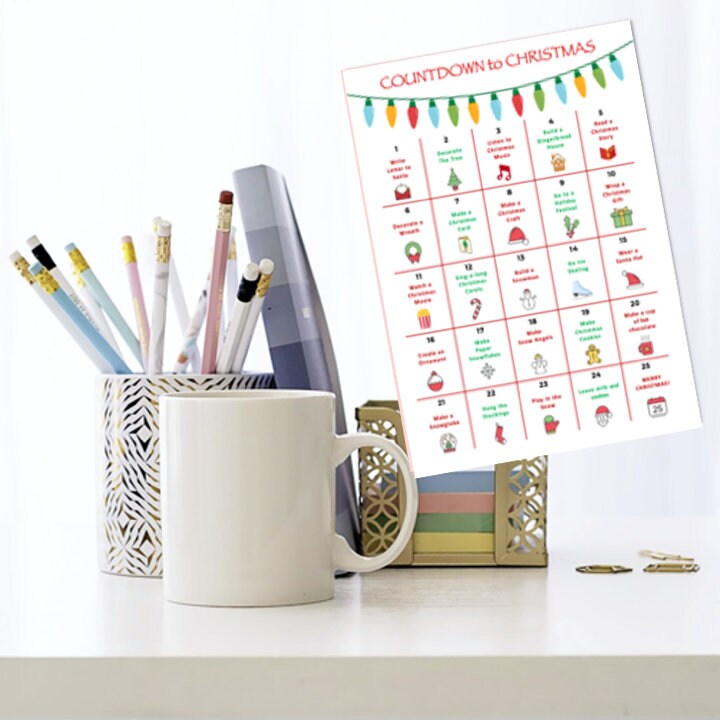Christmas Countdown Calendar Printable | Festive Kids Activity (digital ...