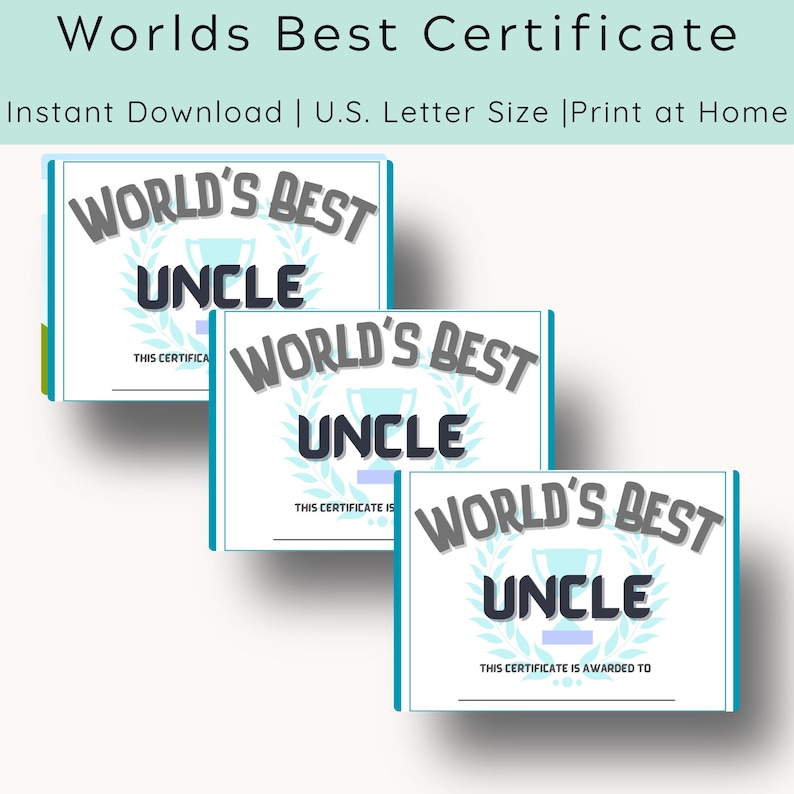 World's Best Uncle! Perfect Printable, Gorgeous Gift From Grateful ...