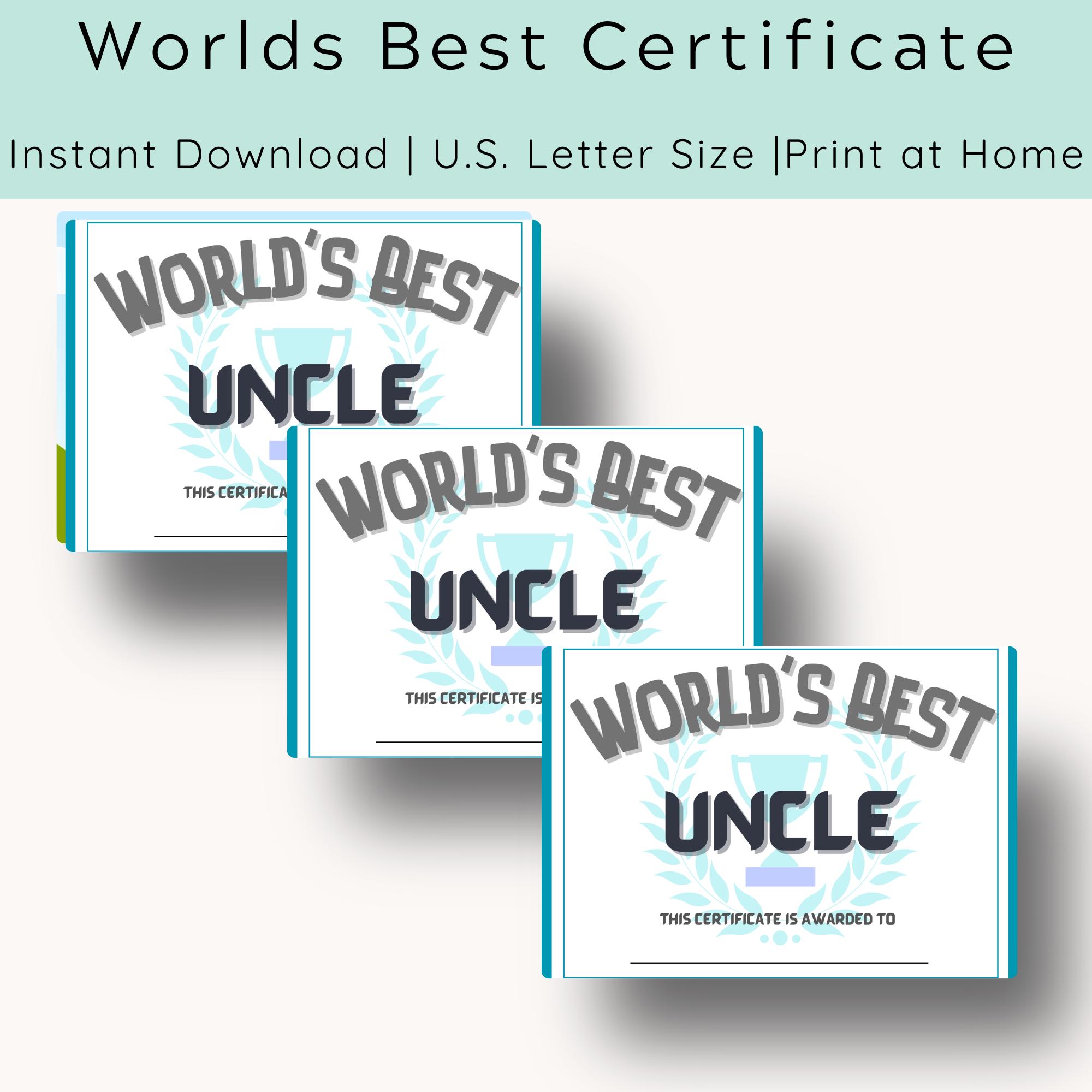 World's Best Uncle! Perfect Printable, Gorgeous Gift From Grateful ...