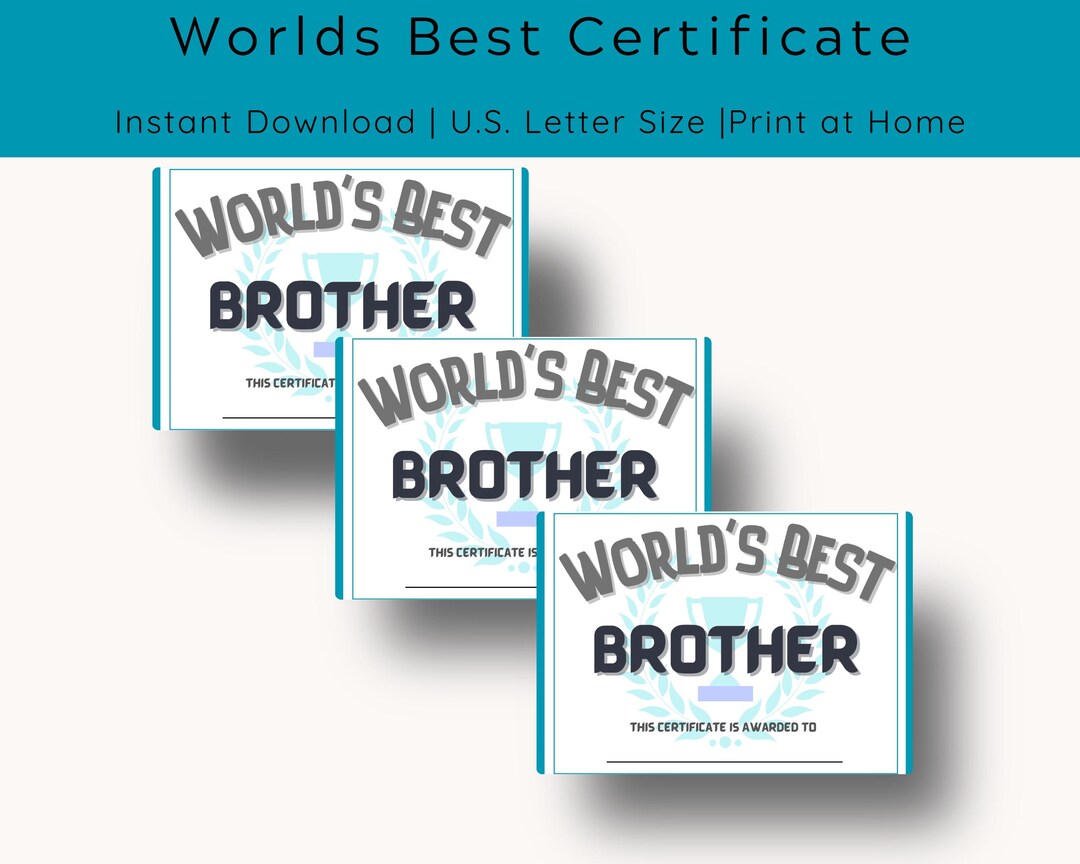 World's Best Brother! Perfect Printable, Gorgeous Gift From Grateful ...
