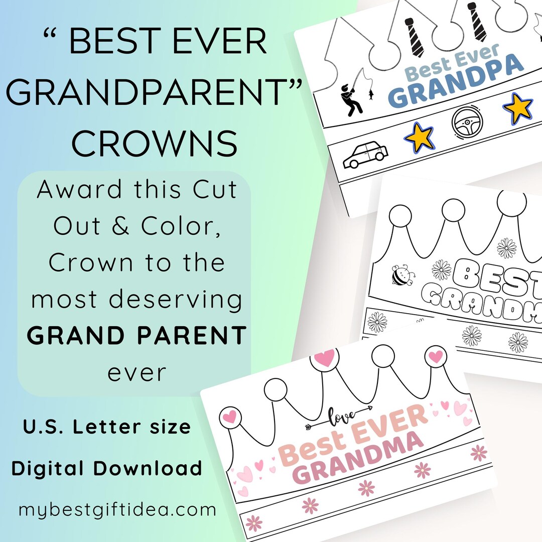 Grandparents Crowns: Color, Cut & Wear Activity (digital Download) - Etsy