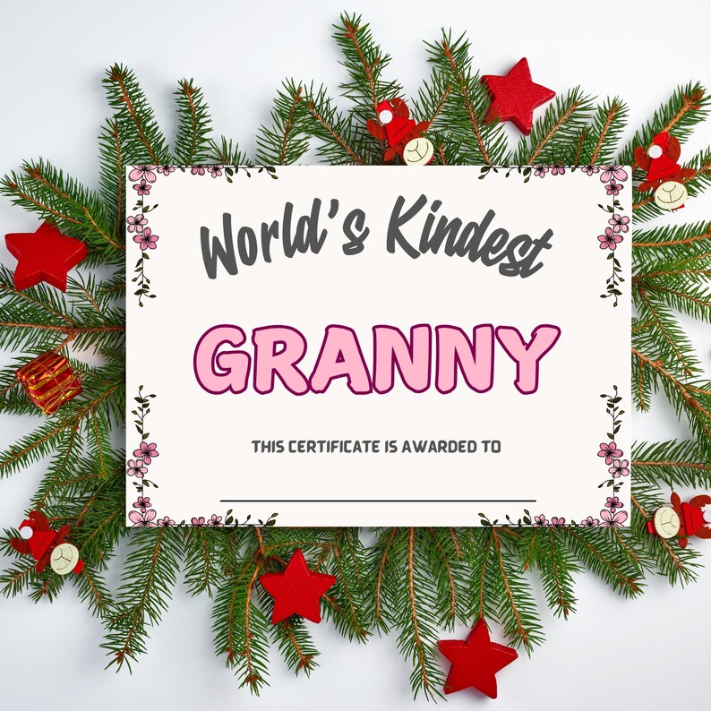 World's Kindest Granny Perfect Printable, Gorgeous Gift From Grateful ...