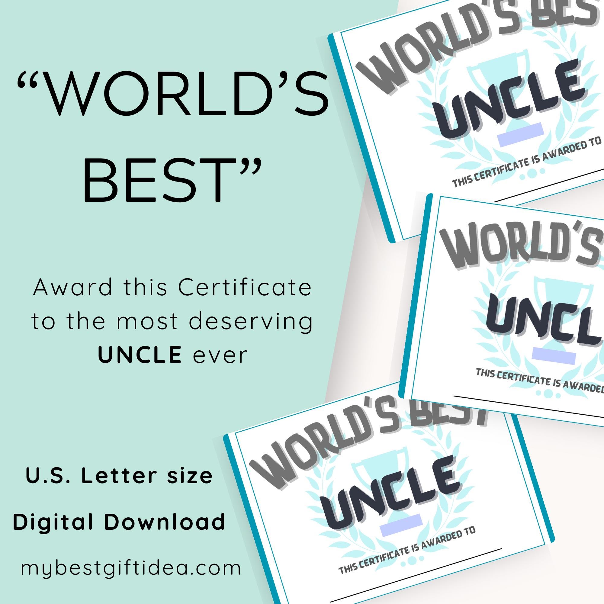 World's Best Uncle! Perfect Printable, Gorgeous Gift From Grateful ...