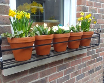 Metal Wrought Iron Wall Mounted Window Box, Pot Holder, Metal Trough ...